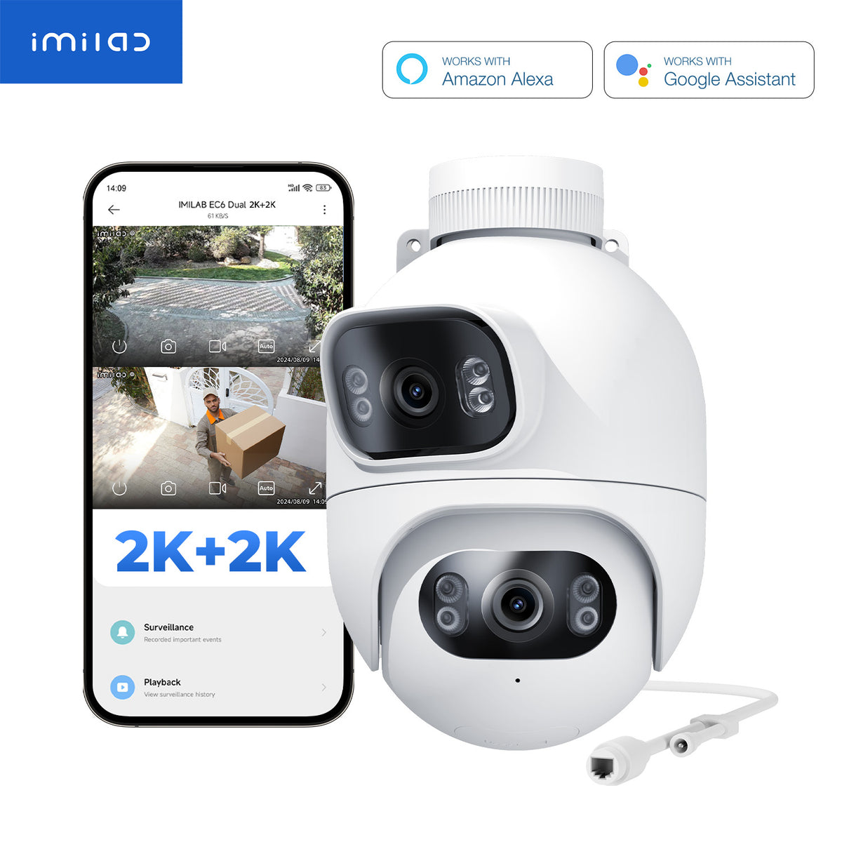 IMILAB EC6 Dual 2K+2K WiFi Plug-in Spotlight Camera